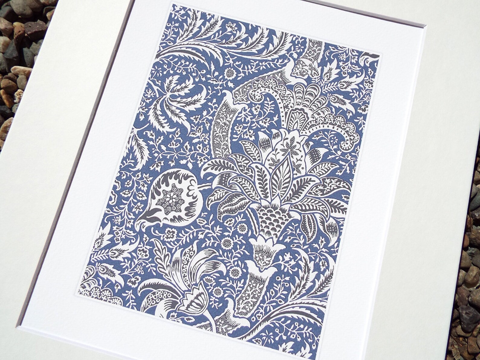 William Morris Navy Blue Botanical Pattern 4 Archival Quality Print on ...