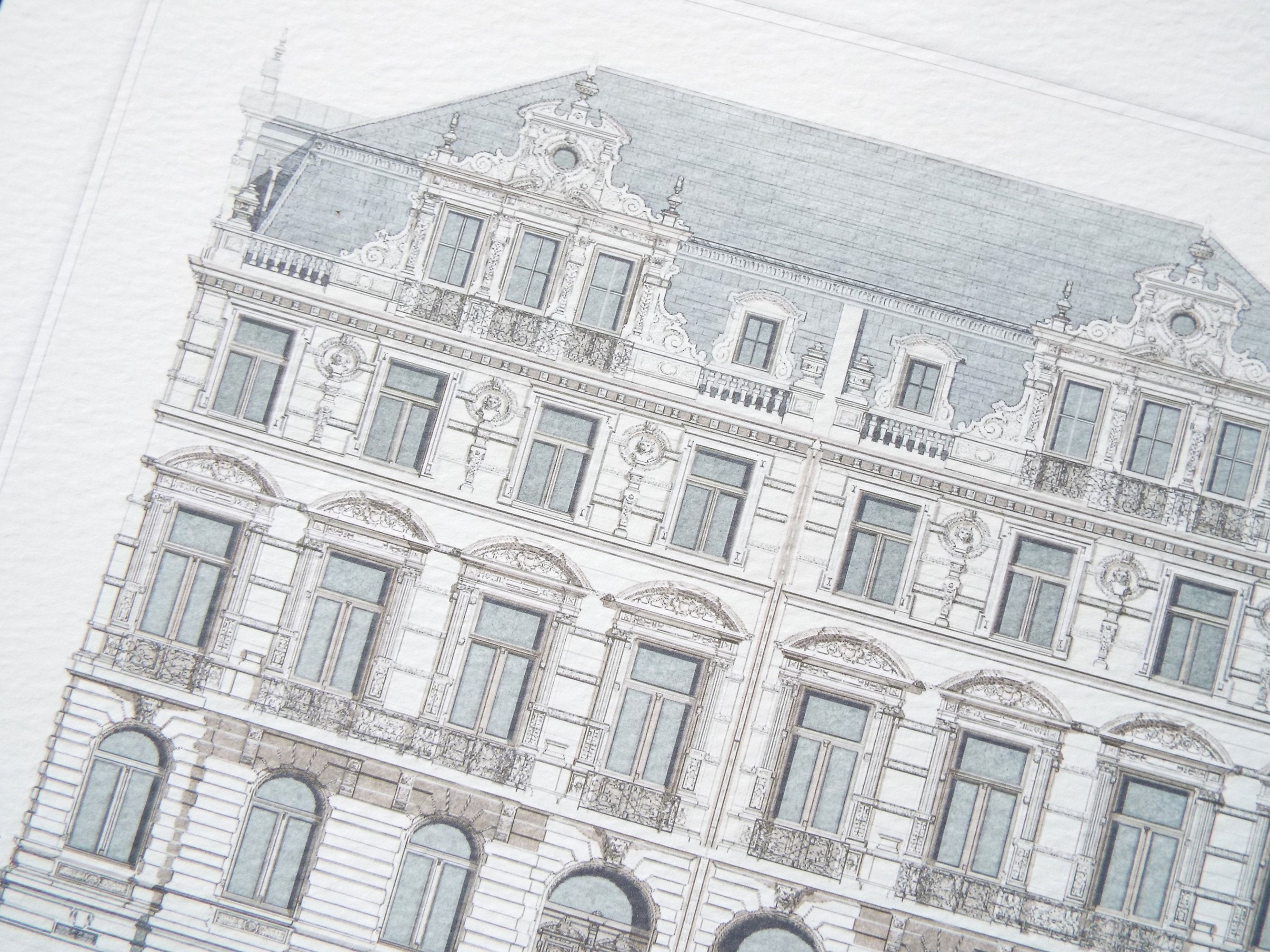 German Architectural Archival Print 8 in Muted Colors on | Etsy