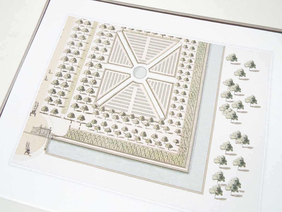 Dutch Antique Garden Plan Detail 9 Archival Print on Watercolor Paper ...