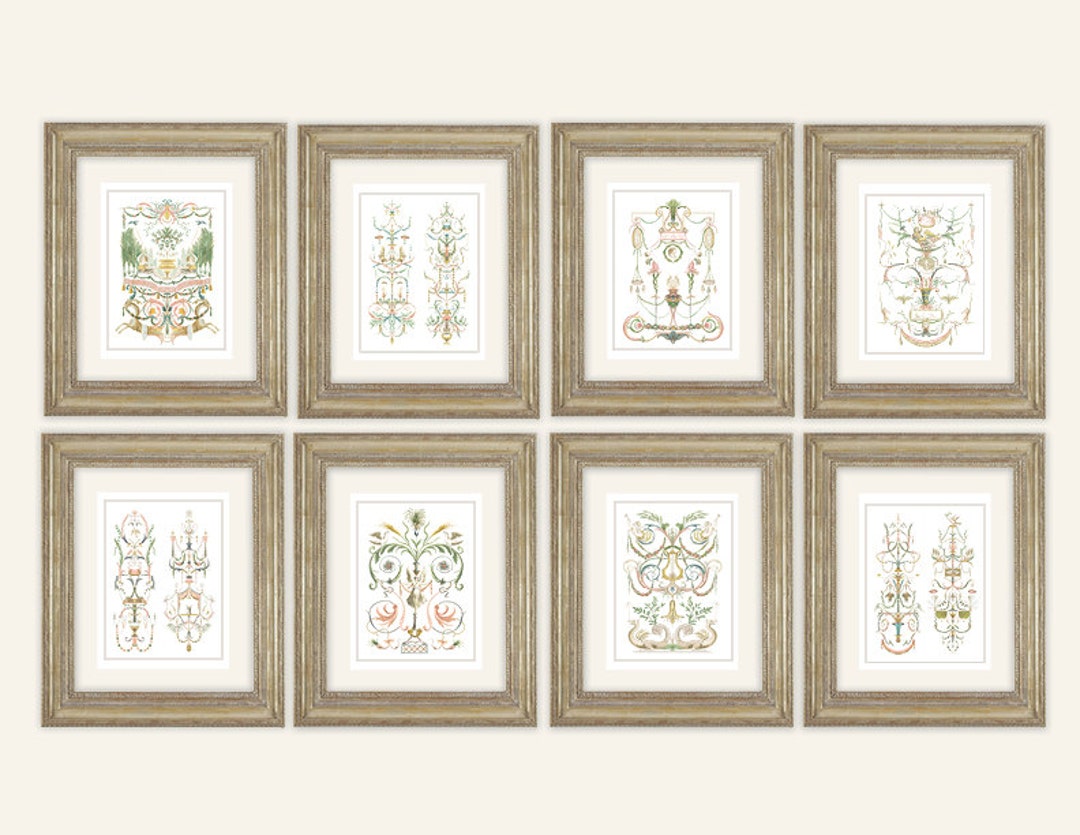 Set of 8 Antique French Decorative Patterns / Paintings Archival Prints ...
