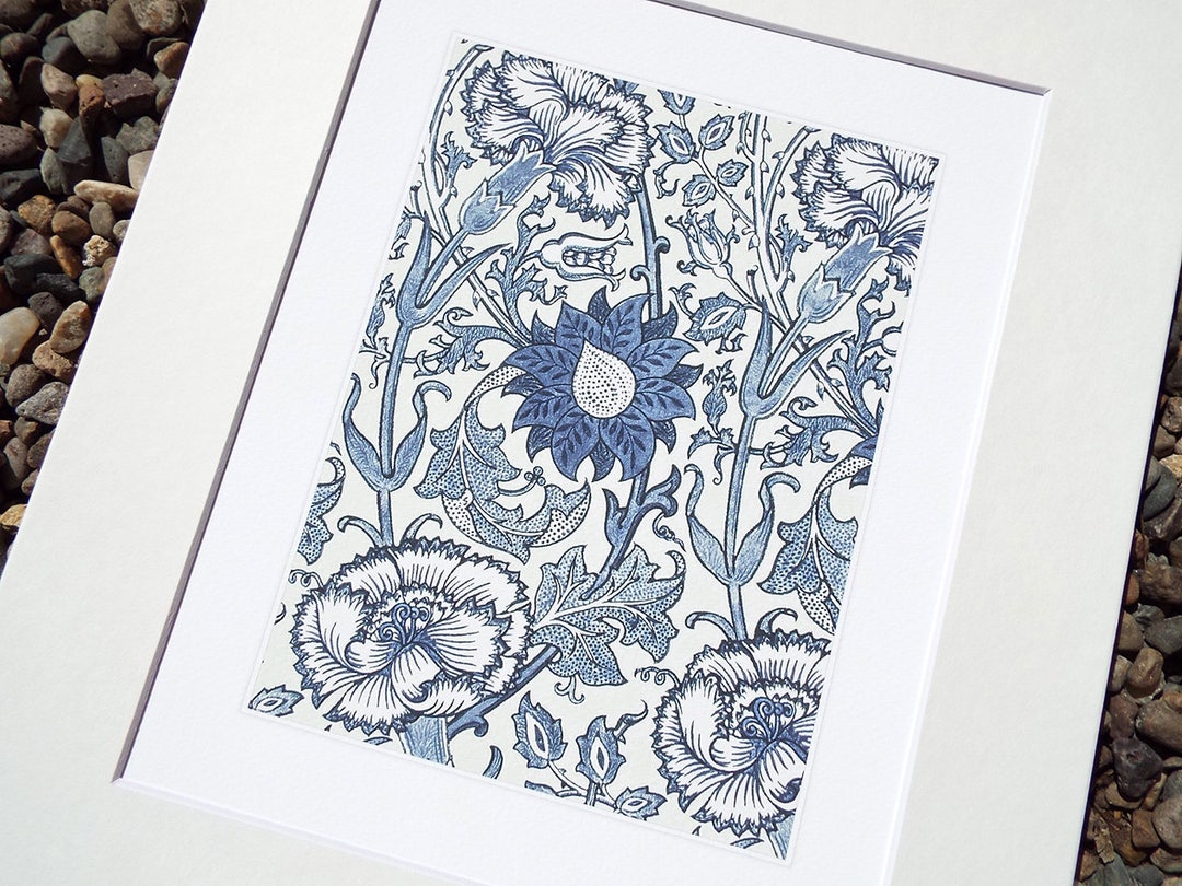 William Morris Navy Blue Botanical Pattern 6 Archival Quality Print on ...