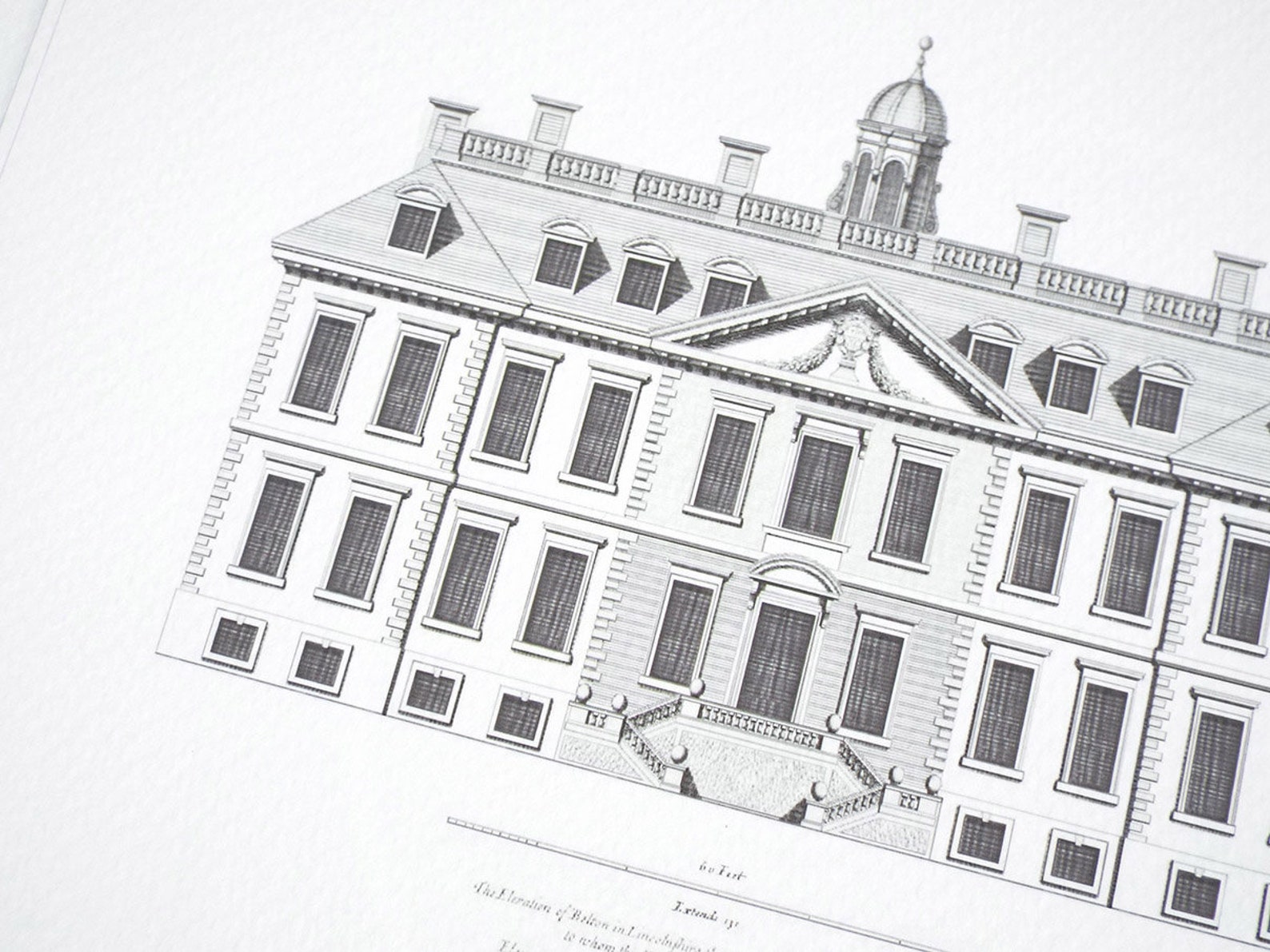 Architectural Drawing English Manor House in Grey 3 Archival Print on ...