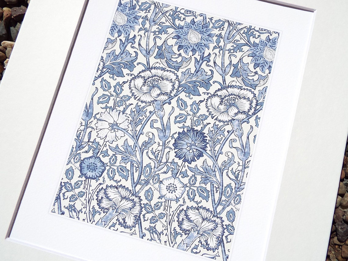 William Morris Navy Blue Botanical Pattern 3 Archival Quality Print on ...