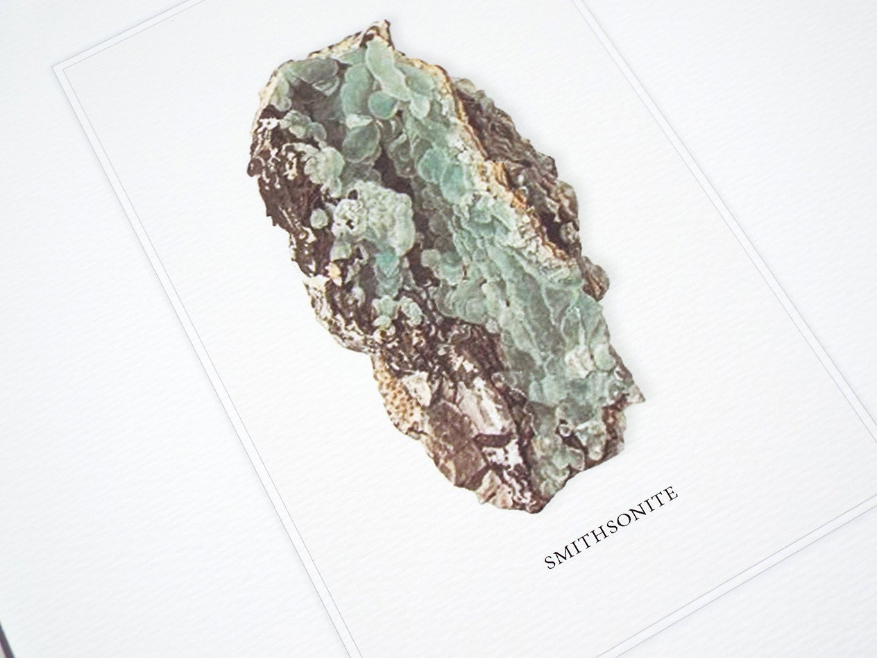 Smithsonite Mineral Specimen Archival Print on Watercolor Paper - Etsy