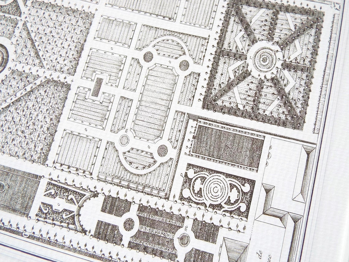 Antique French Garden Plan for Madame Lautrec in Sepia | Etsy