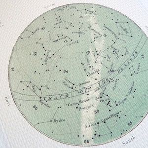 Monthly Star Maps in Pale Green, Astronomy, Constellation, Celestial ...