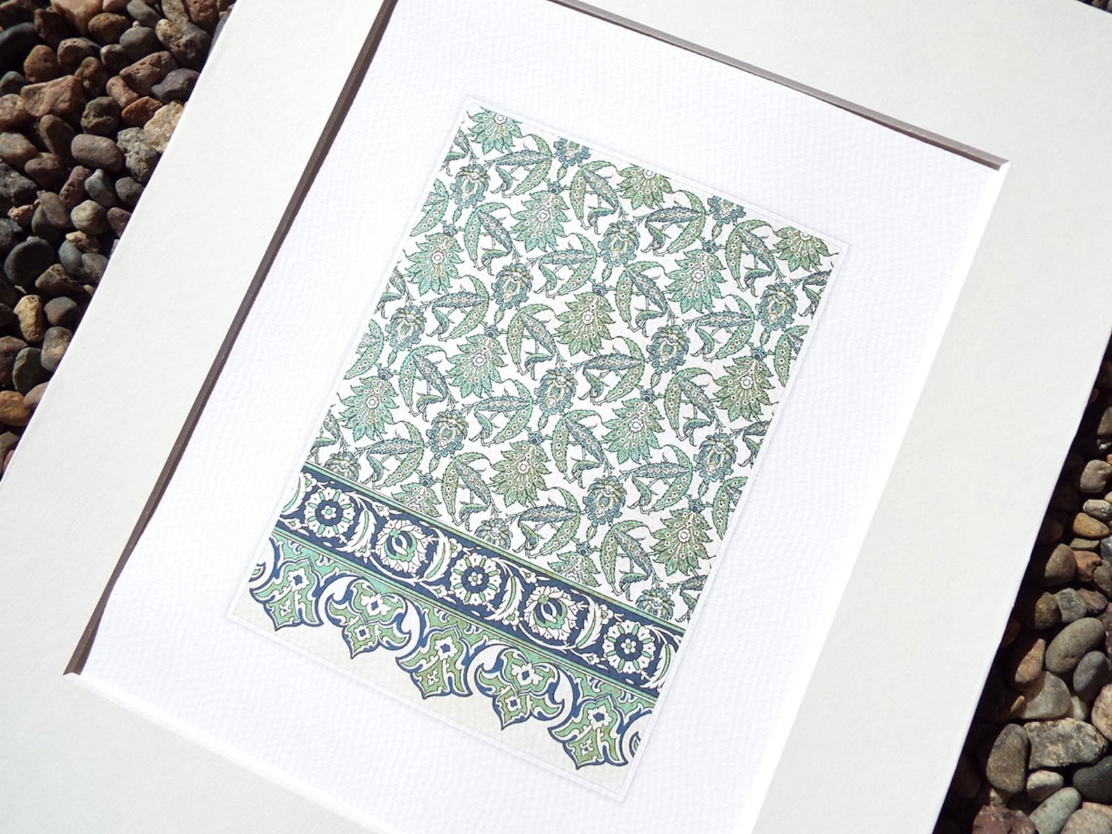 Green & White Antique Tile Pattern Archival Quality Print - Etsy