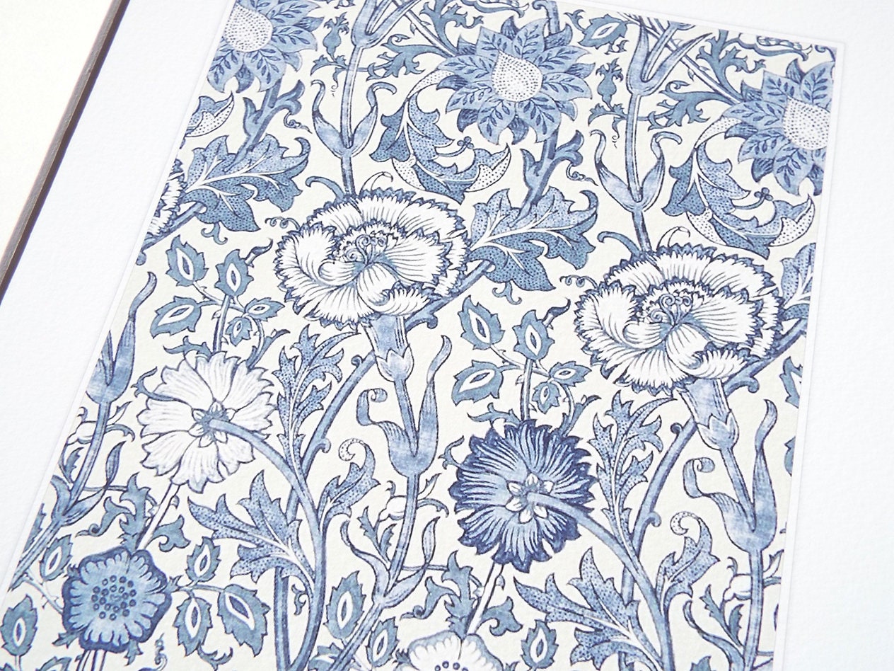 William Morris Navy Blue Botanical Pattern 3 Archival Quality Print on ...