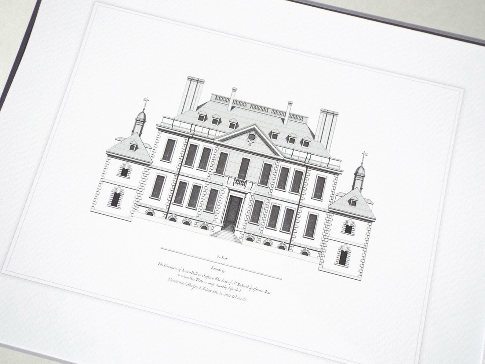 Architectural Drawing English Manor House in Grey 6 Archival Print on ...
