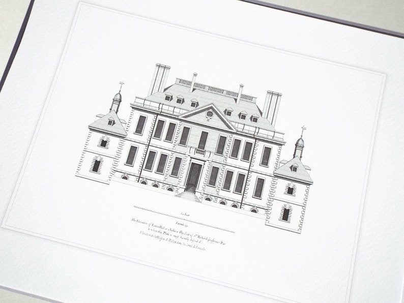 Architectural Drawing English Manor House in Grey 6 Archival - Etsy