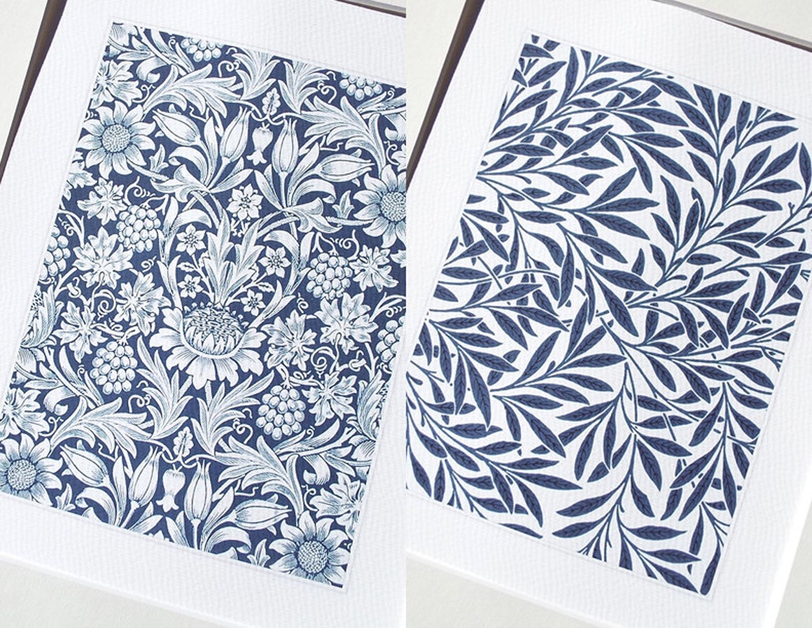 Set of 6 William Morris Navy Blue Botanical Wallpaper Archival | Etsy