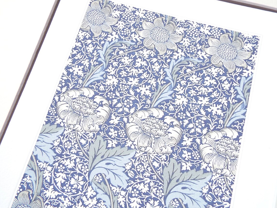 William Morris Navy Blue Botanical Pattern 1 Archival Quality Print on ...