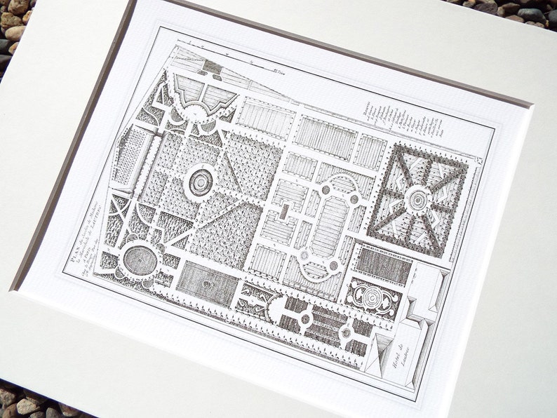 Antique French Garden Plan for Madame Lautrec in Sepia | Etsy
