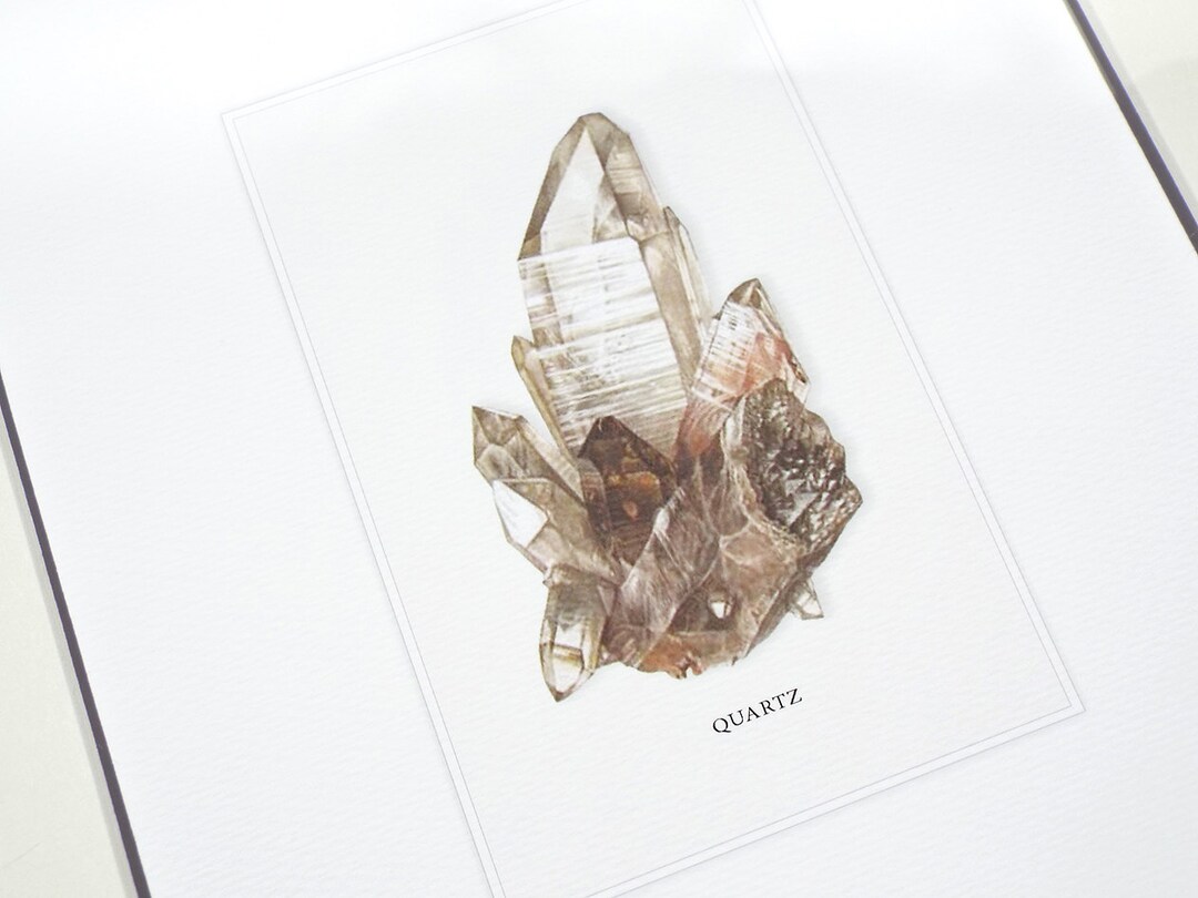 Quartz Crystal Mineral Specimen Archival Print on Watercolor Paper - Etsy
