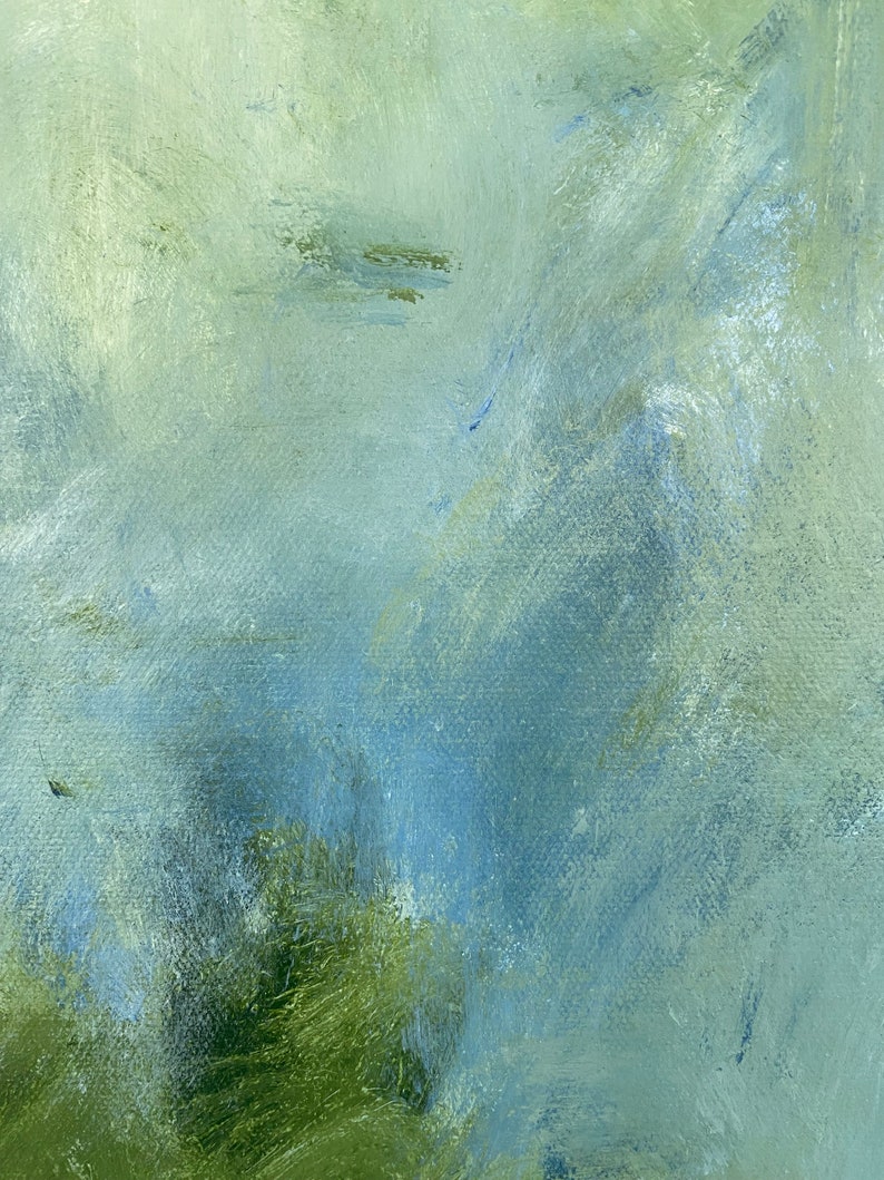 Blue and Green Abstract, Painting Framed, Canvas Wall Art, Living Room ...