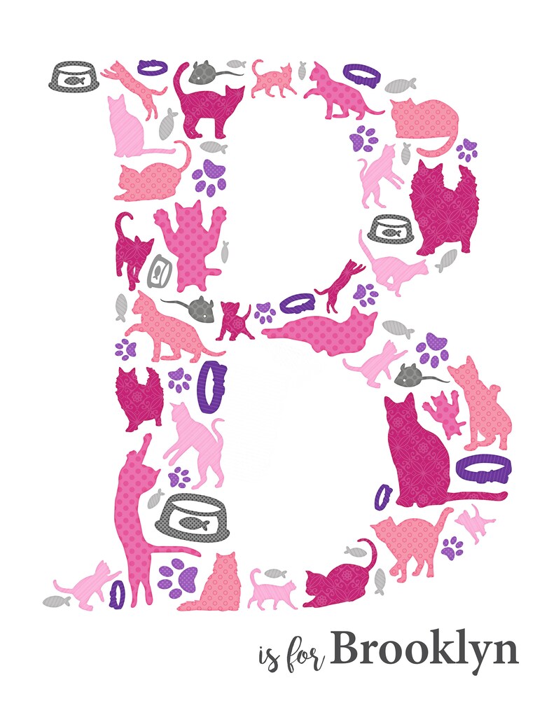 Personalized Kitty Monogram Print Custom Kitty Cat Nursery - Etsy