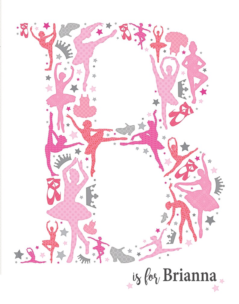 Custom Ballerina Monogram Print Ballet Dancer Monogram | Etsy
