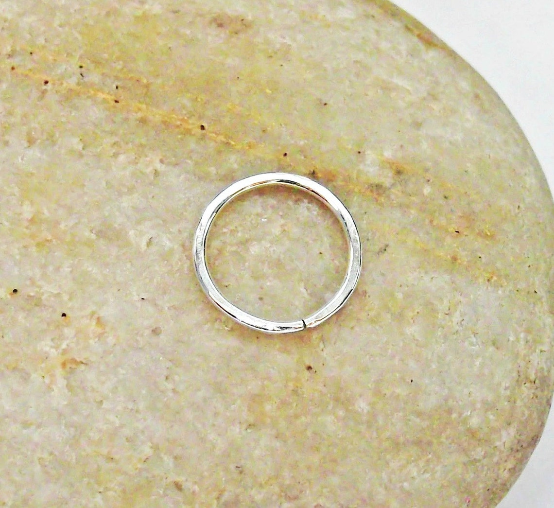 Hammered Sterling Silver Nose Hoop, 20 Gauge Argentium Silver Nose Ring ...