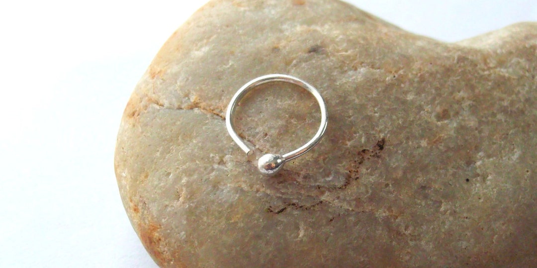 Pure Silver Ball End Nose Ring, 20 Gauge Silver Nose Hoop - Etsy