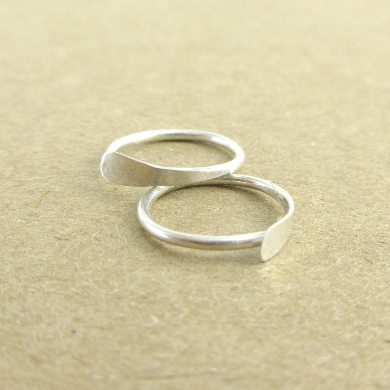 Hammered Sterling Silver Mini Hoops, Argentium Silver 18 Gauge ...