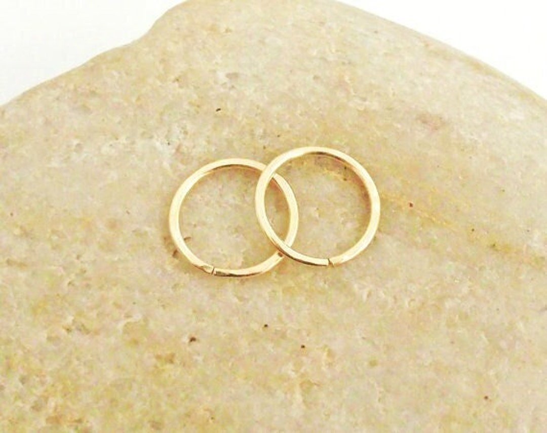 14K Gold Fill Hammered Mini Hoops, 20 Gauge Huggie Hoops - Etsy