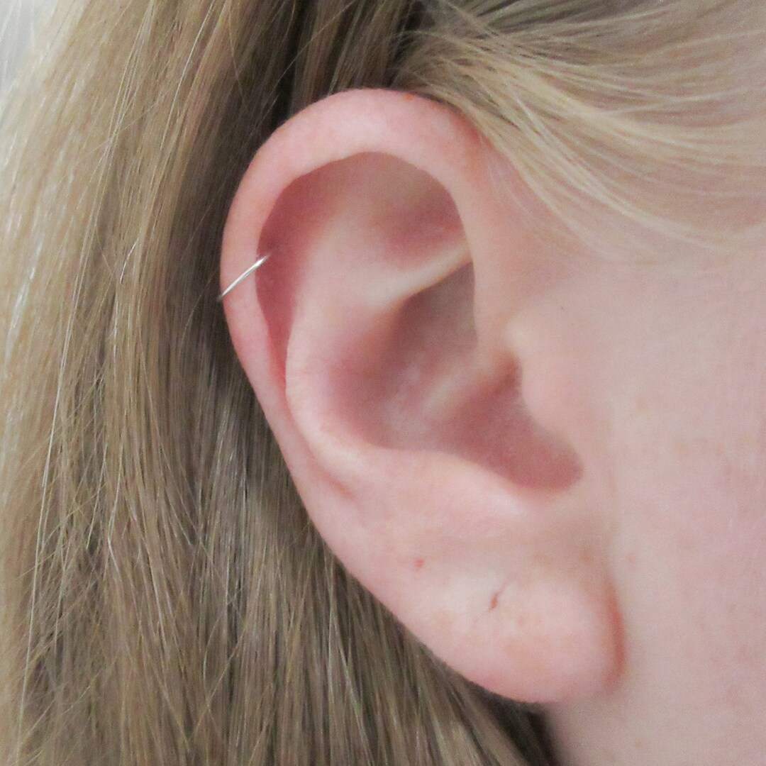 Argentium Silver Thin Cartilage Earring, Sterling Silver Helix Piercing ...