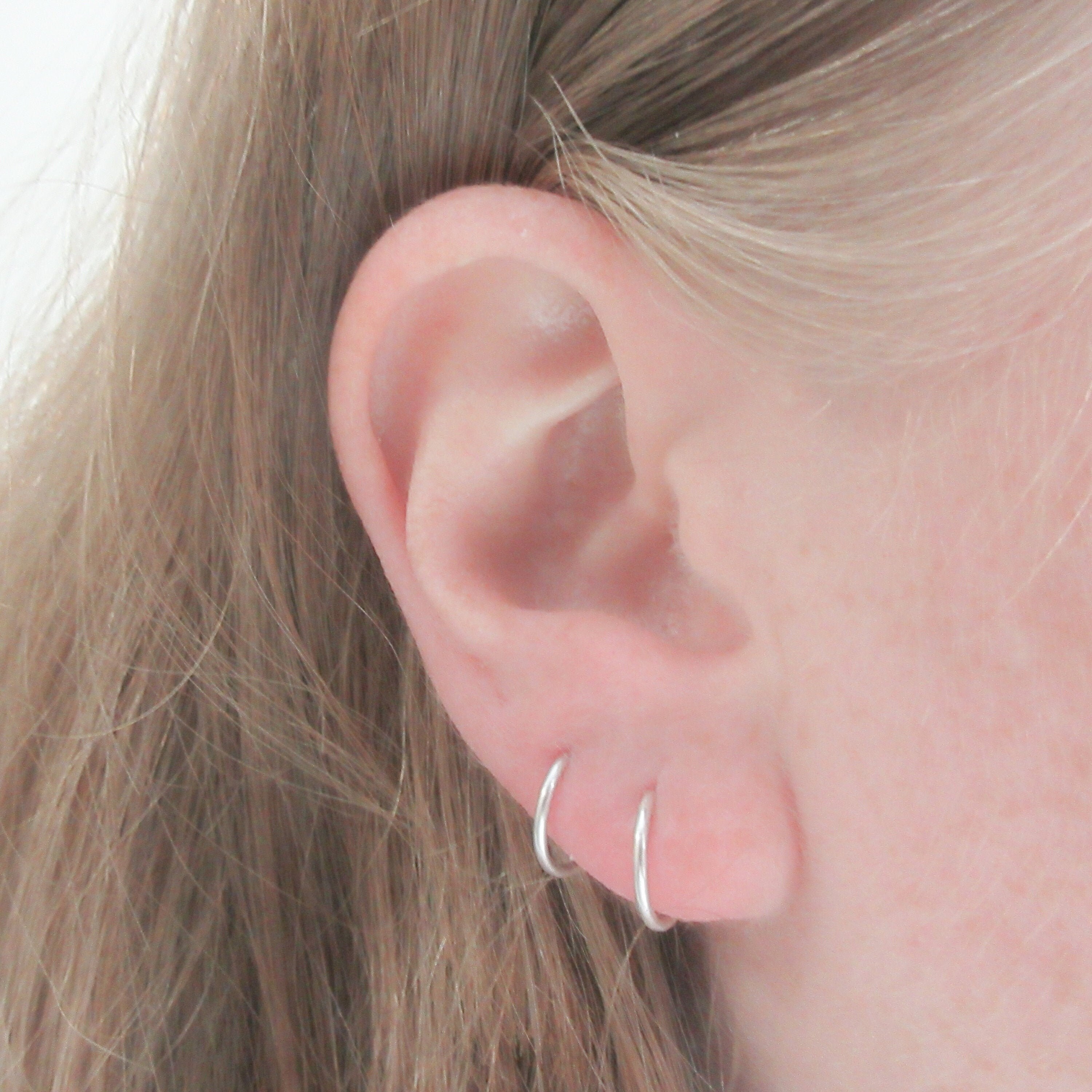 Sterling Silver Mini Hoops 18 Gauge Argentium Silver Huggie - Etsy UK
