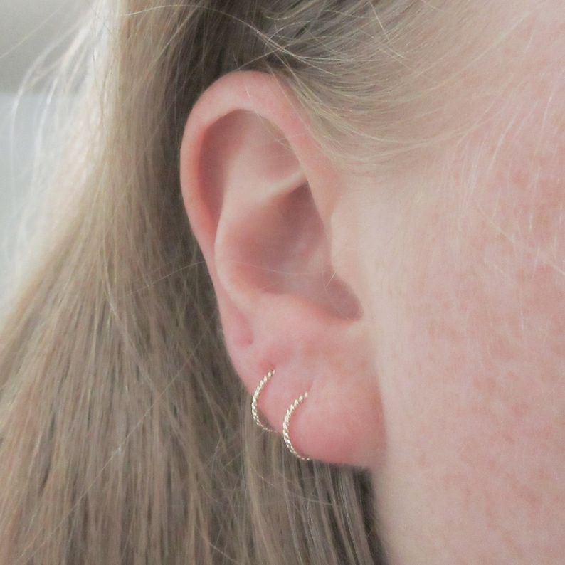 Gold Twist Wire Mini Hoop 18 Gauge 14K Gold Fill Helix | Etsy