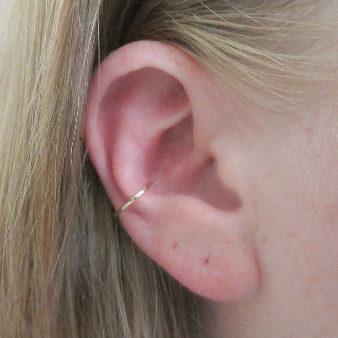 14K Gold Fill Hammered Ear Cuff, Faux Conch Piercing Hoop - No Piercing ...