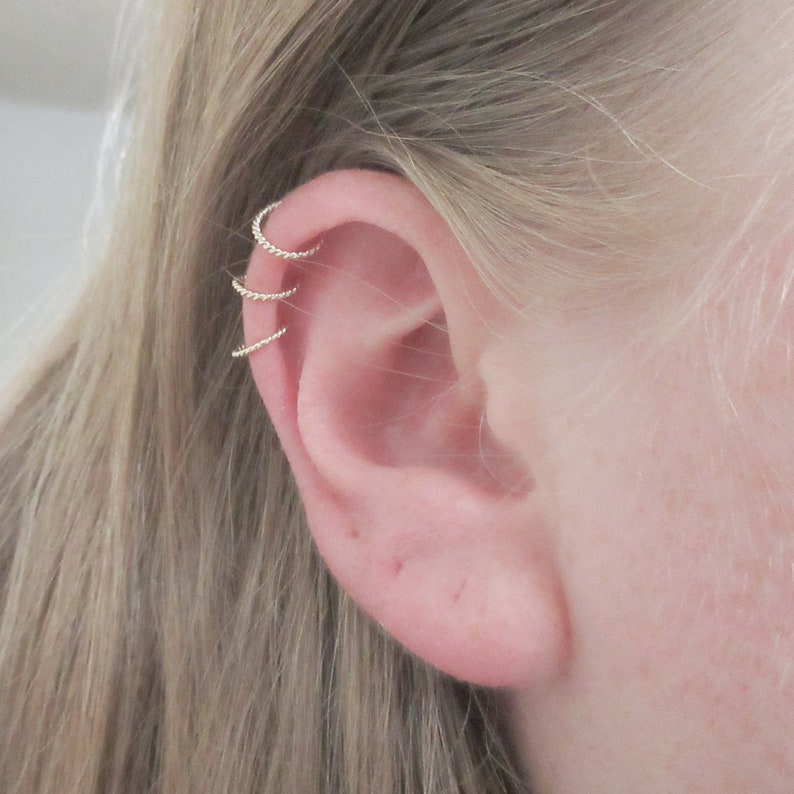 Gold Twist Wire Mini Hoop 18 Gauge 14K Gold Fill Helix | Etsy