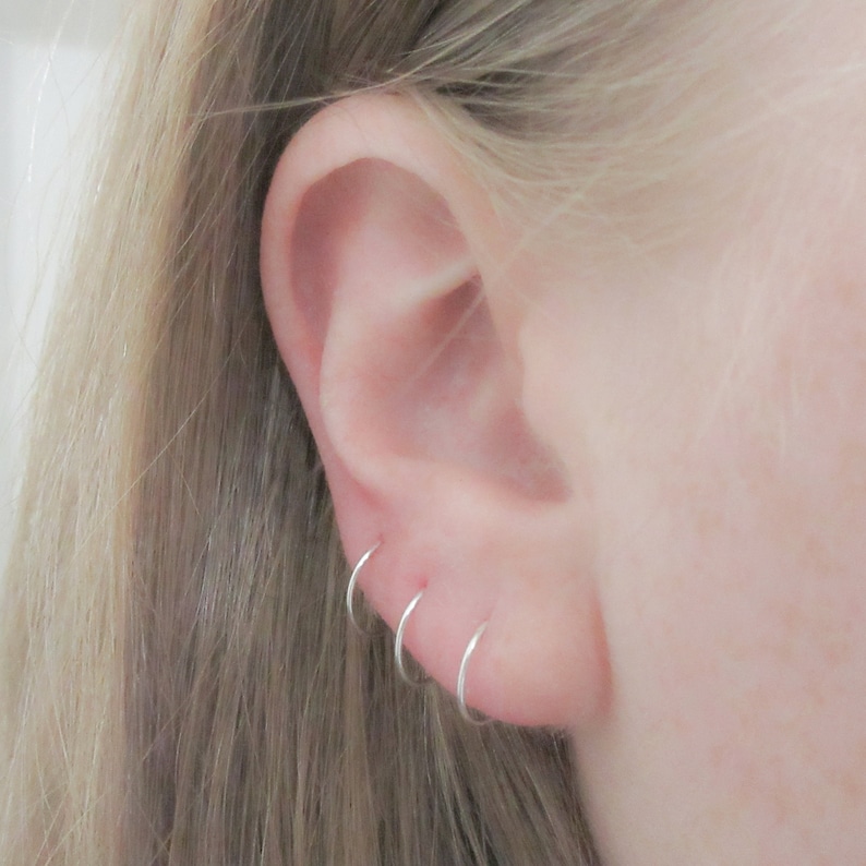 Three Thin Stainless Steel Cartilage Hoops 24 Gauge Helix | Etsy