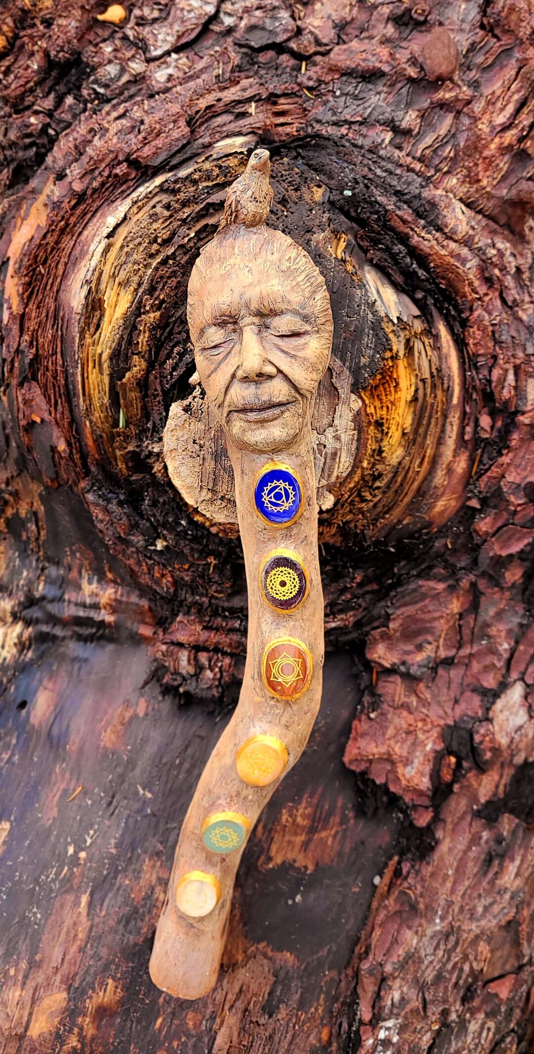 Chakra Wood, Talking Stick, Ceremony Wand, Elder Staff by Debra Bernier ...