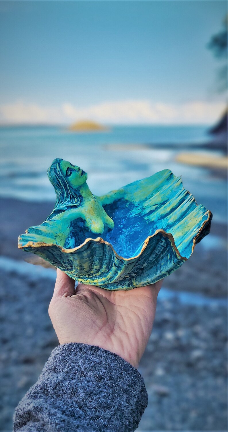 Ocean Treasure Bowl Clam Shell Goddess Altar Bowl Sculpture - Etsy