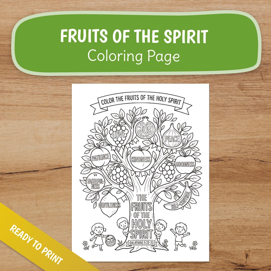 Fruits of the Spirit Coloring Page, Fruits Spirit Worksheet, Sunday ...
