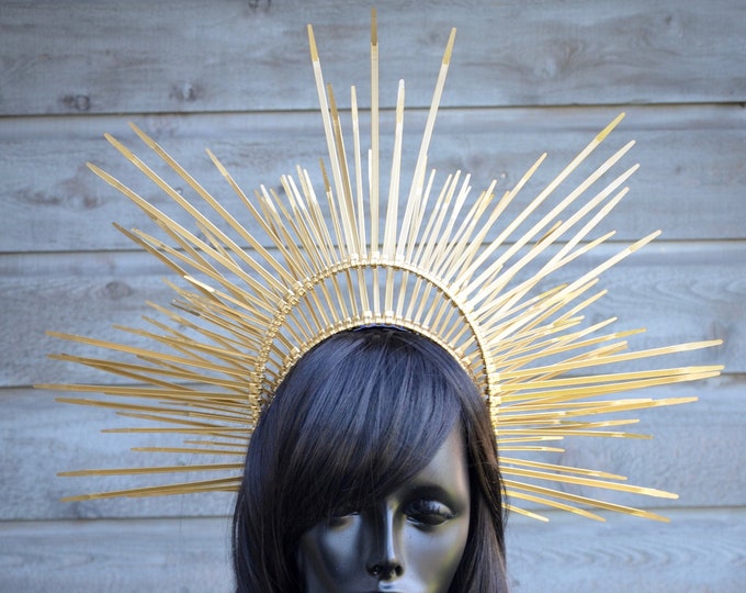 Gold Sunburst Halo Crown Spike Headpiece Gothic Crown Saint - Etsy