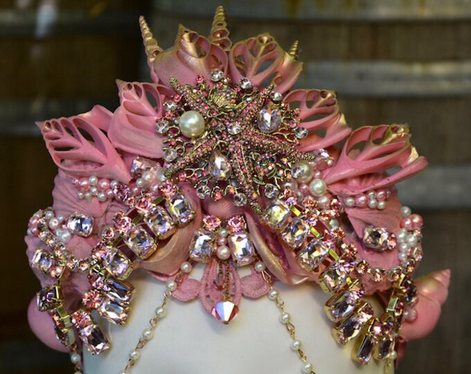Mermaid Crown Pink Shell Crown Siren Photoshoot Pageant Runway Mermaid ...