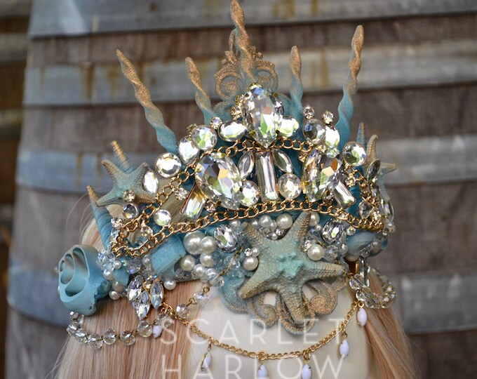 Mermaid Crown - Aqua - Shell Crown - Siren - Photoshoot - Pageant ...