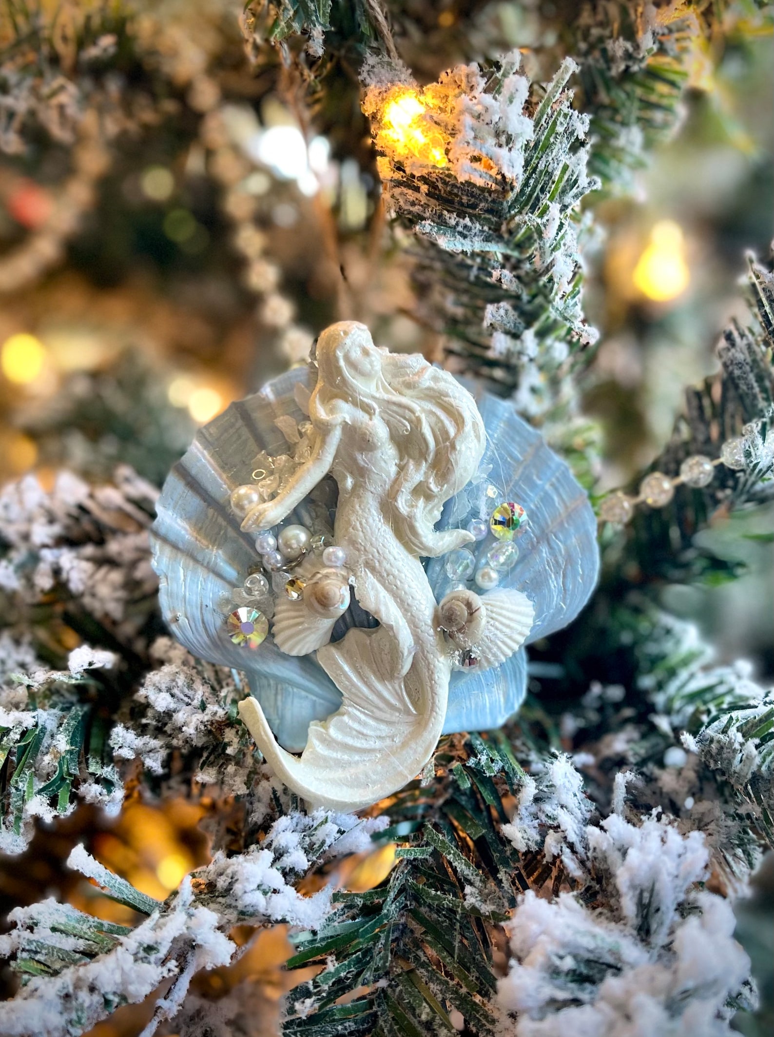 Mermaid Christmas Tree Ornament Shell Ornament Seashell - Etsy
