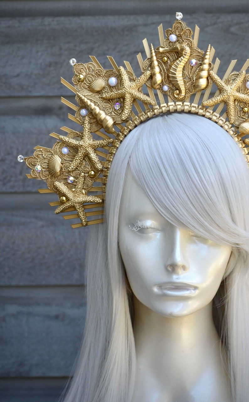Gold Starfish and Seahorse Headpiece Mermaid Halo Crown - Etsy