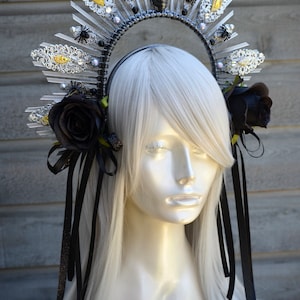 Black and Silver Halloween Headpiece, Spike Gothic Halo, Day of the ...