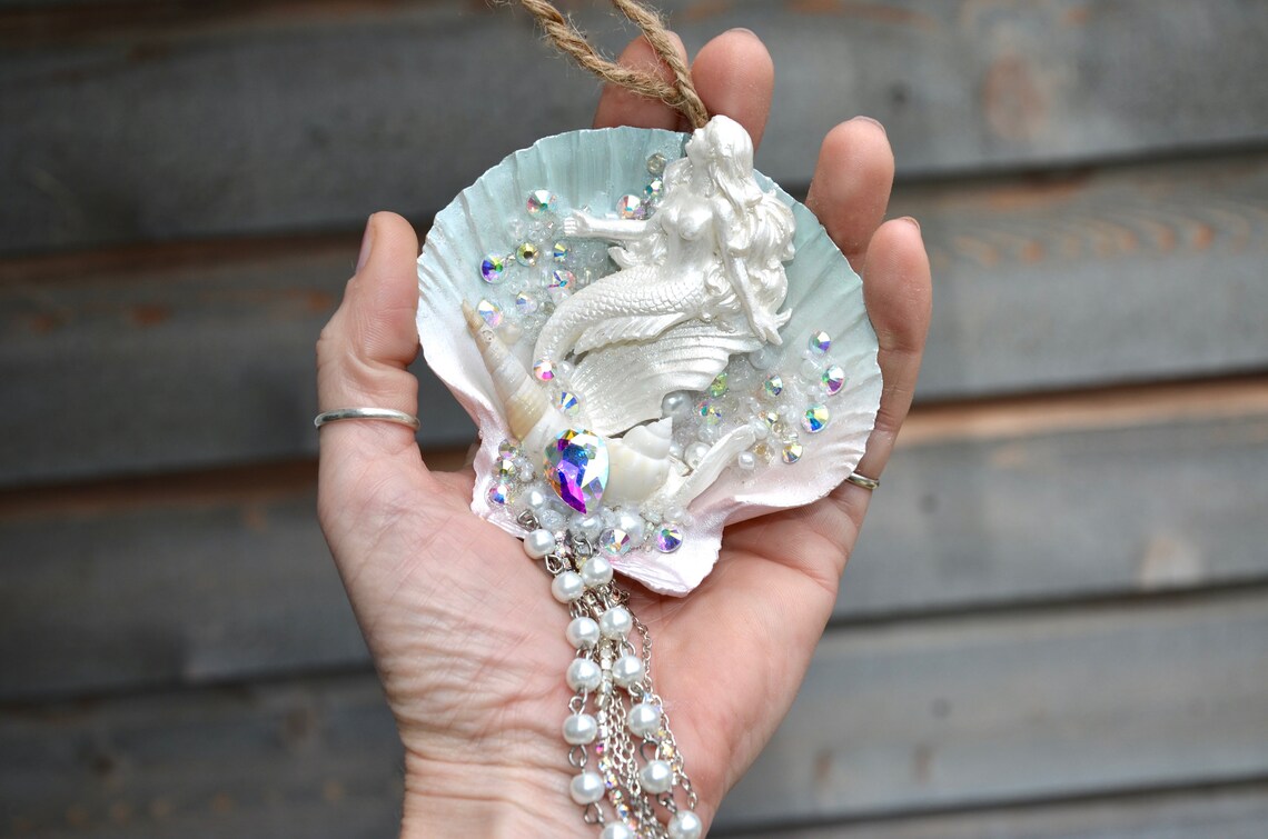 Shell Ornament Seashell Mermaid Ornament Christmas Tree | Etsy