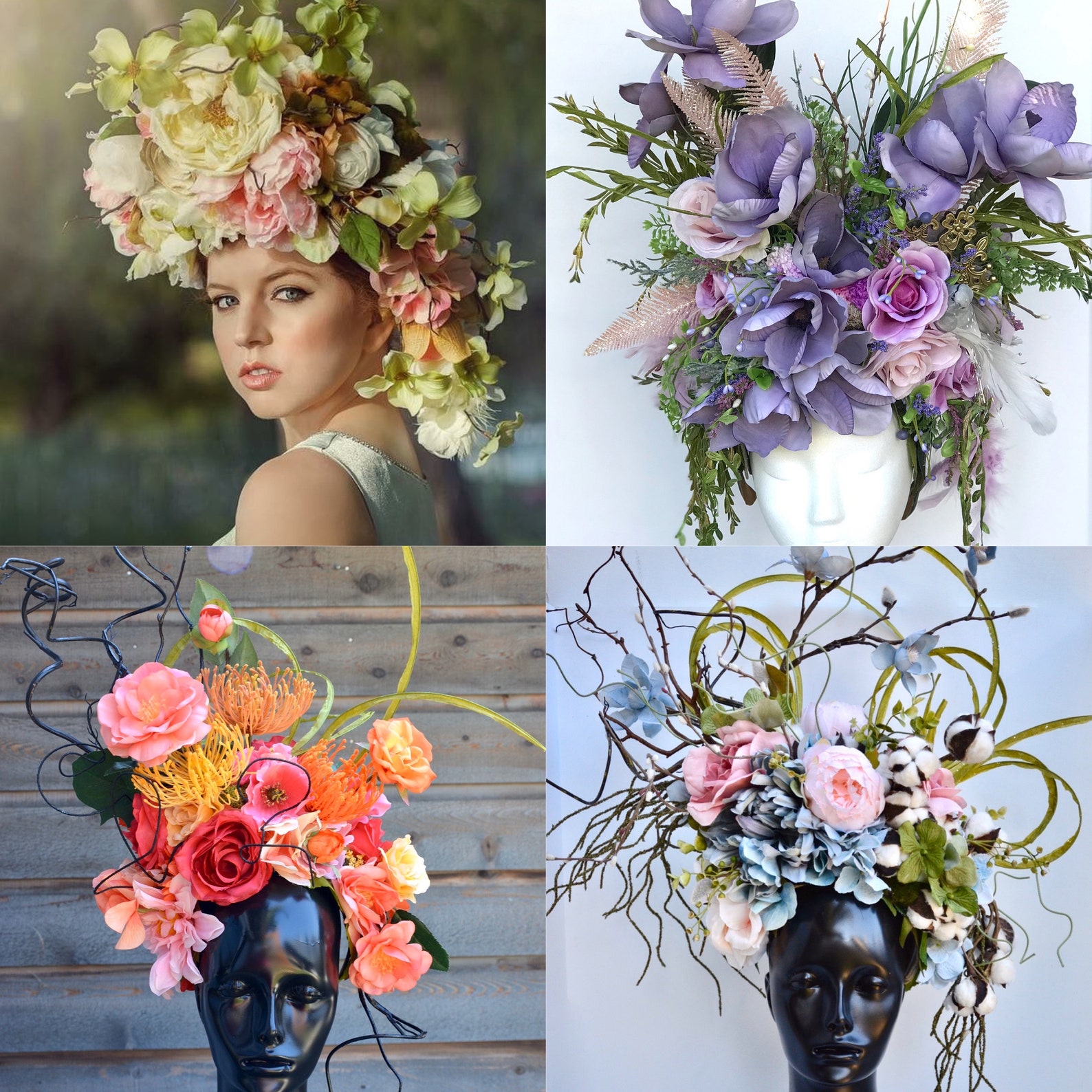 Custom Large Floral Headpiece: Goddess Headdress, Photography Prop - Etsy