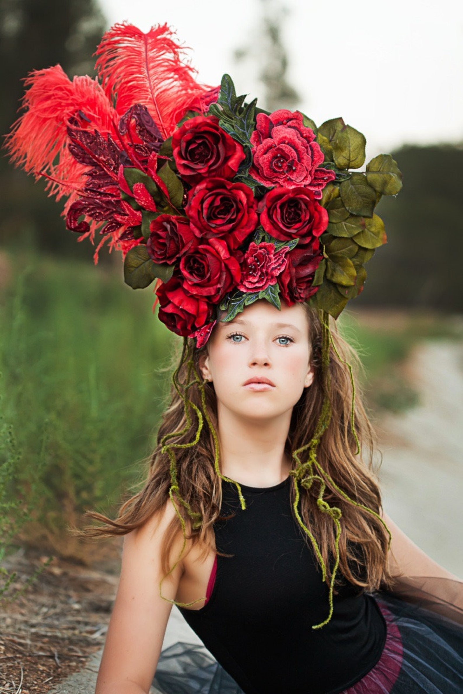 Custom Large Floral Headpiece: Goddess Headdress, Photography Prop - Etsy