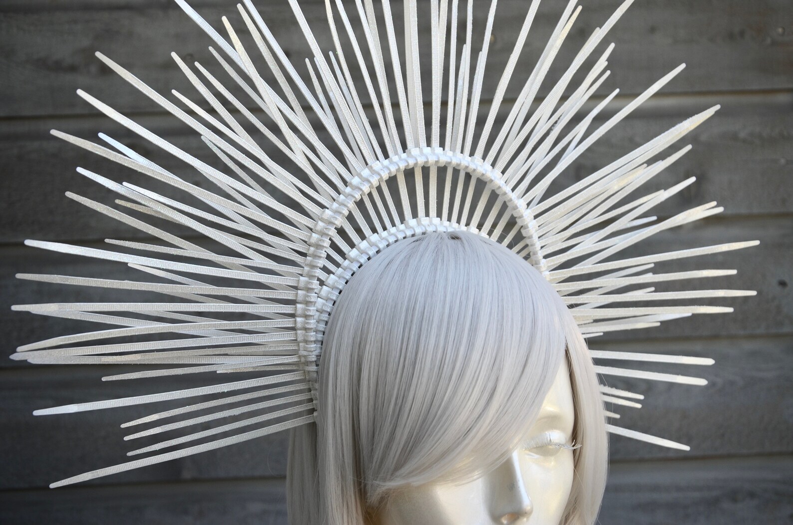 White Spiked Halo Crown Winter Queen Headpiece White Witch | Etsy