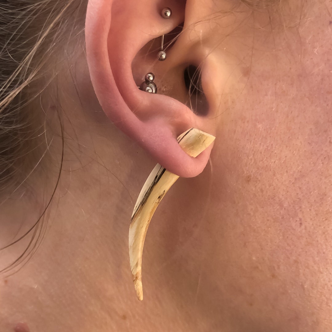 Fake Gauged Spike Earrings ~ Tribal Boho Faux Gauges, Hand Carved Wood ...