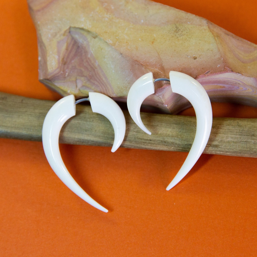 Bone Spike Faux Gauges Hand Carved Bone Curved Spike - Etsy