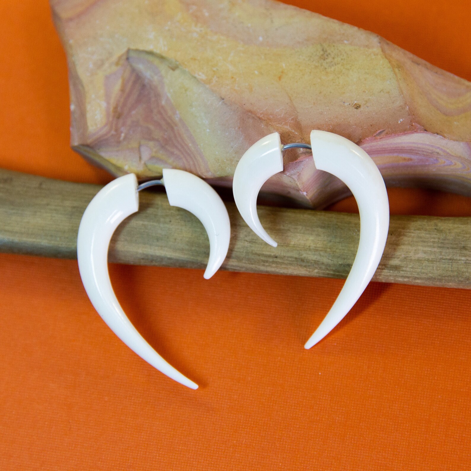Bone Spike Faux Gauges Hand Carved Bone Curved Spike - Etsy