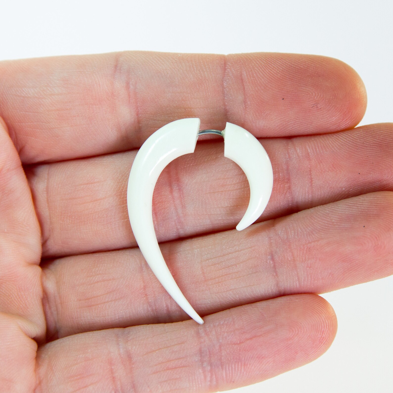 Bone Spike Faux Gauges ~ Hand Carved Bone, Curved Spike Earrings ...