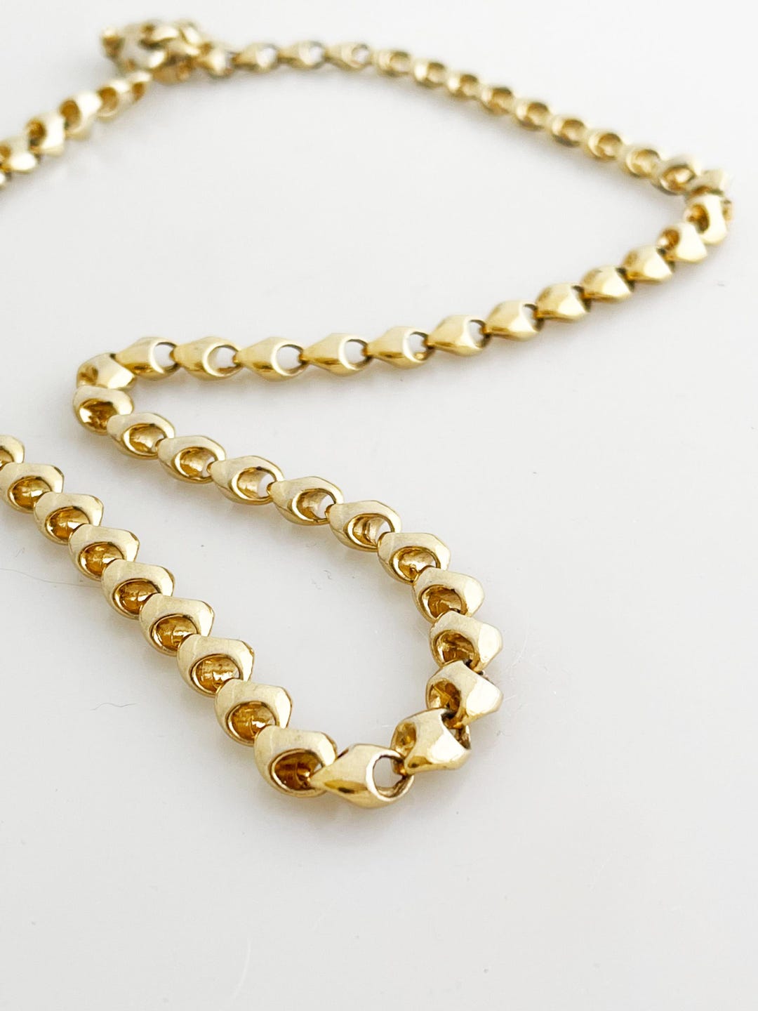 Gold Necklace Vintage Heavy Interlocking Chain Link Heavy Layering Neck ...