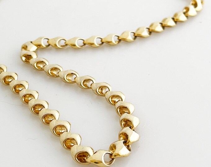 Gold Necklace- Vintage Heavy Interlocking Chain Link Heavy Layering ...